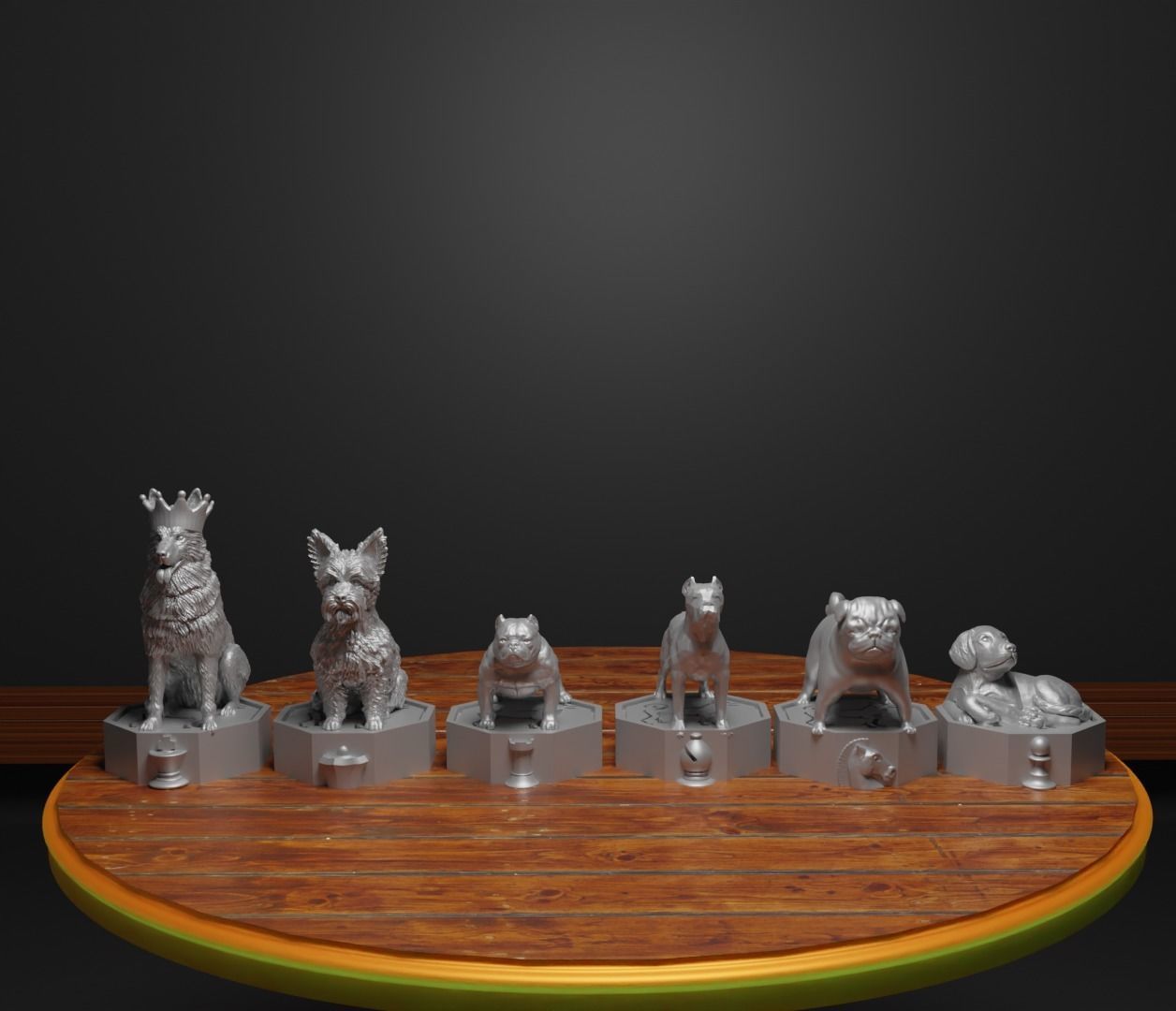 Dog Versus Cat Figure Chess Set Pet Character Chess Pieces 3D model 3D ...