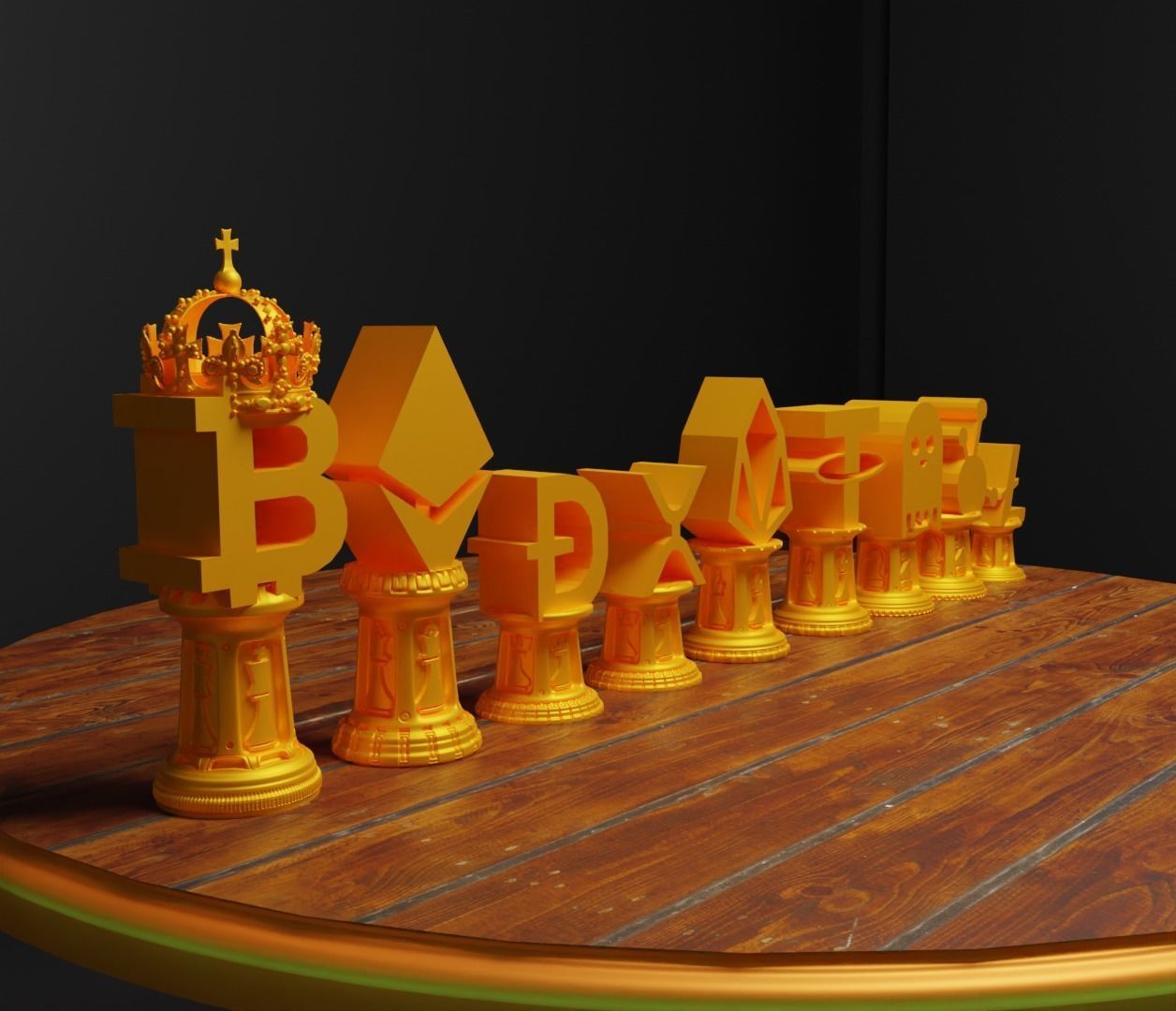 Crypto Coin Figure Chess Set 18 Character Chess Pieces 3D model 3D ...