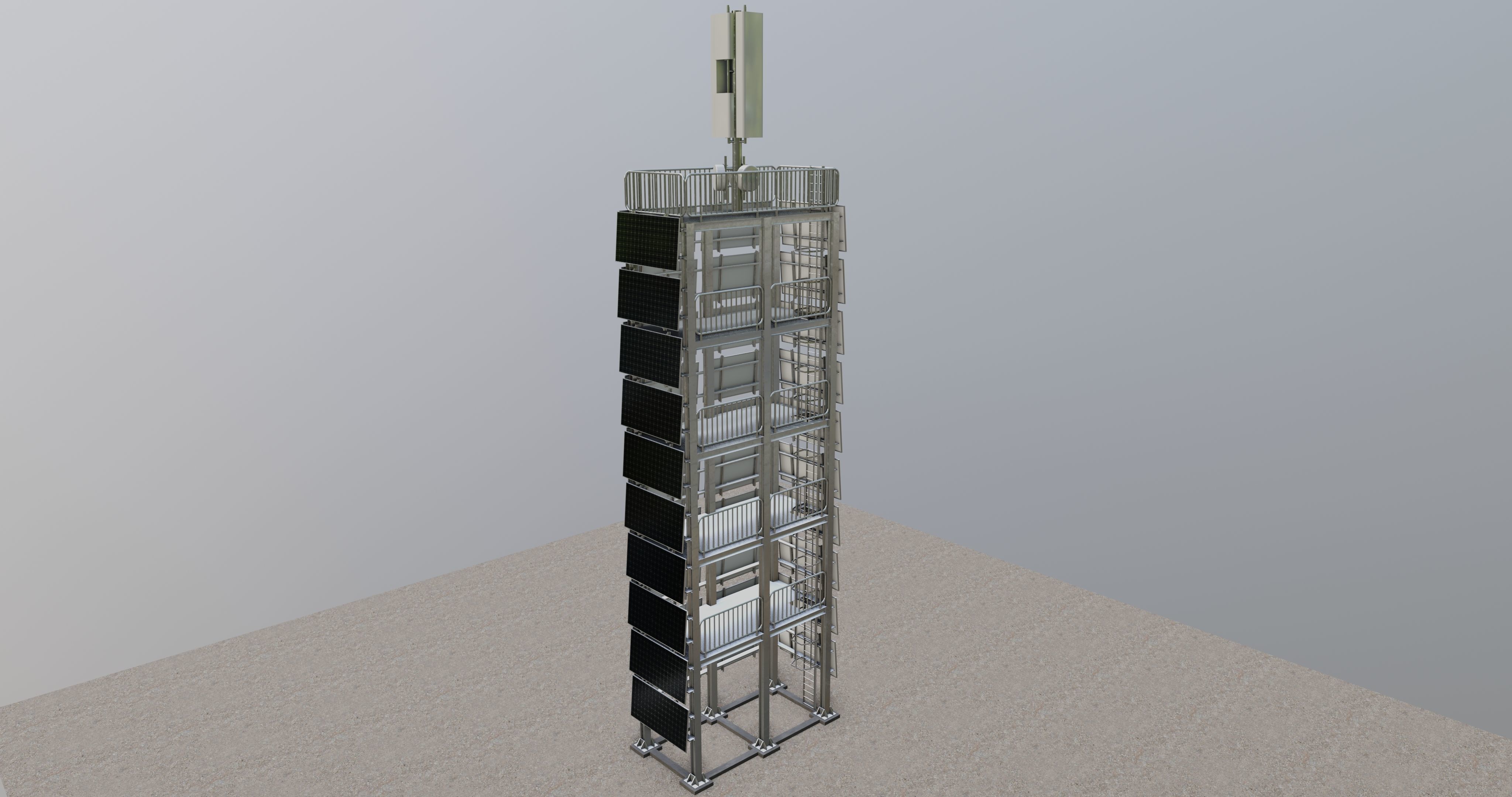 Vertical Solar Panel Tower Type-1 3D model | CGTrader