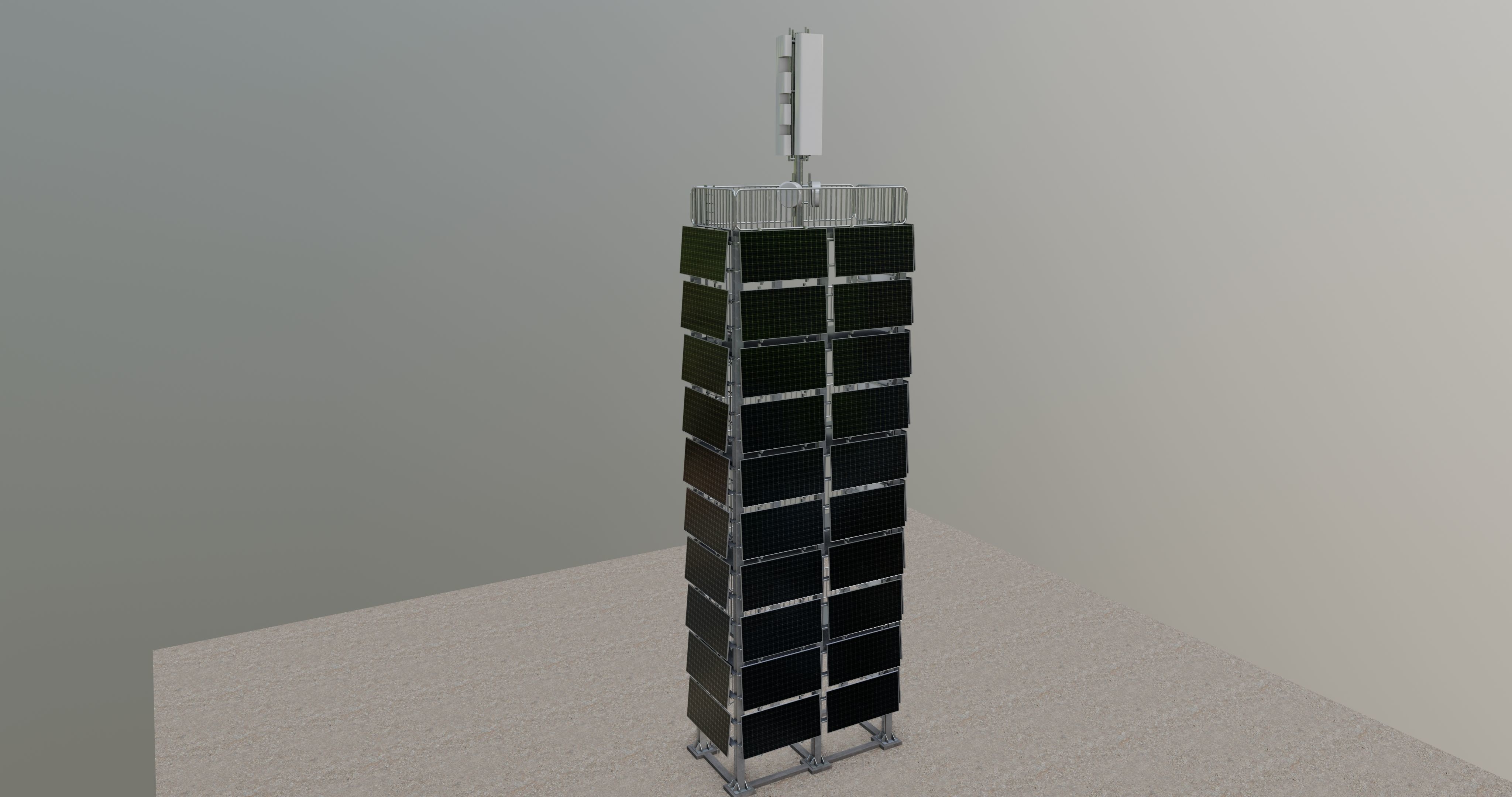 Vertical Solar Panel Tower Type-1 3D model | CGTrader