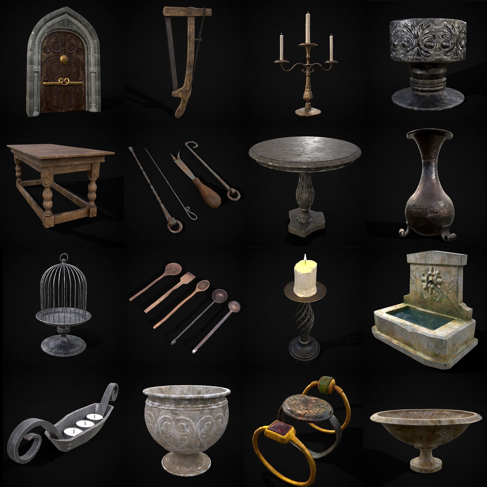3D Model Collection Medieval Prop Mix Fifty Six VR / AR / low-poly | CGTrader