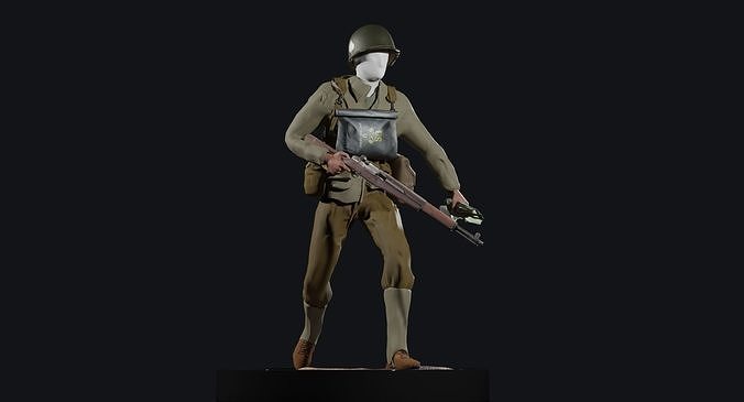 3D model World War 2 US D-Day Infantry - Rigged VR / AR / low-poly ...
