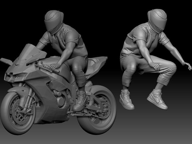 kawasaki zx10r and rider 3D model 3D printable | CGTrader