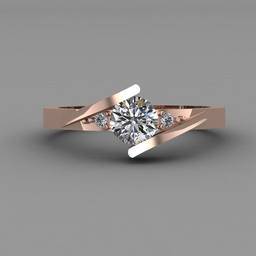 Rose Gold Women Diamond Ring 3D print model 3D model 3D printable ...