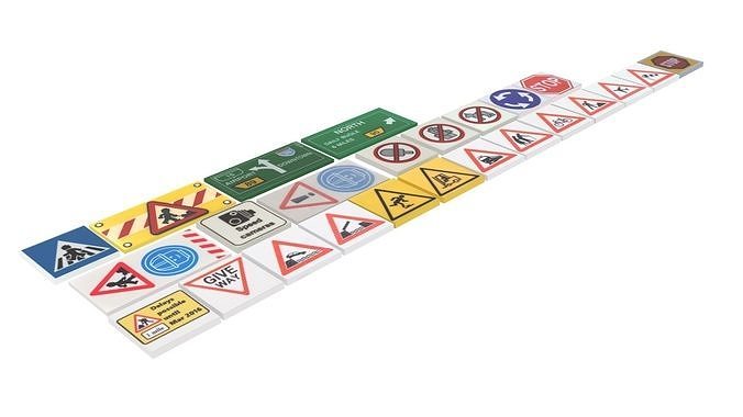 Road Sign Lego Tiles Set 3D model | CGTrader