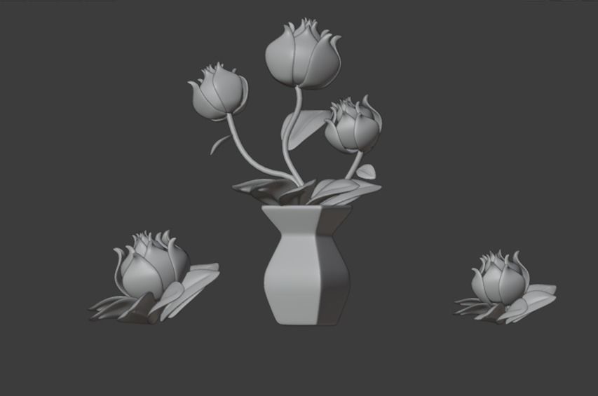 3D model Low poly Flower with Vase VR / AR / low-poly | CGTrader