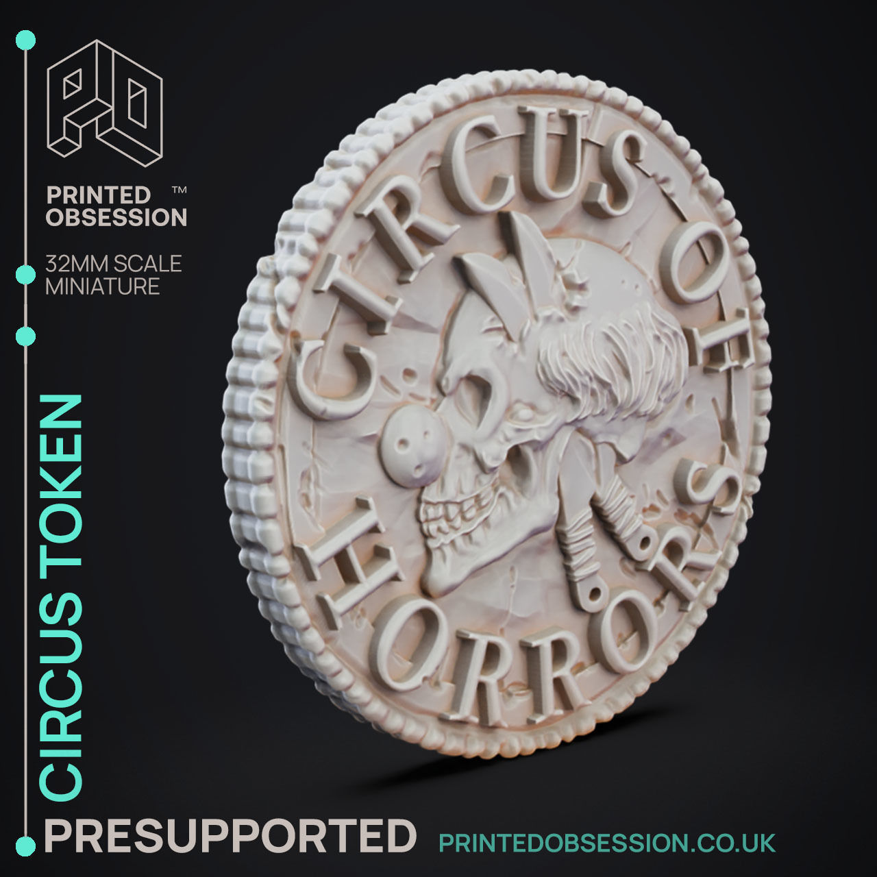 Circus Token - 3D Printable TTRPG - PRESUPPORTED - 32mm Scale 3D model ...