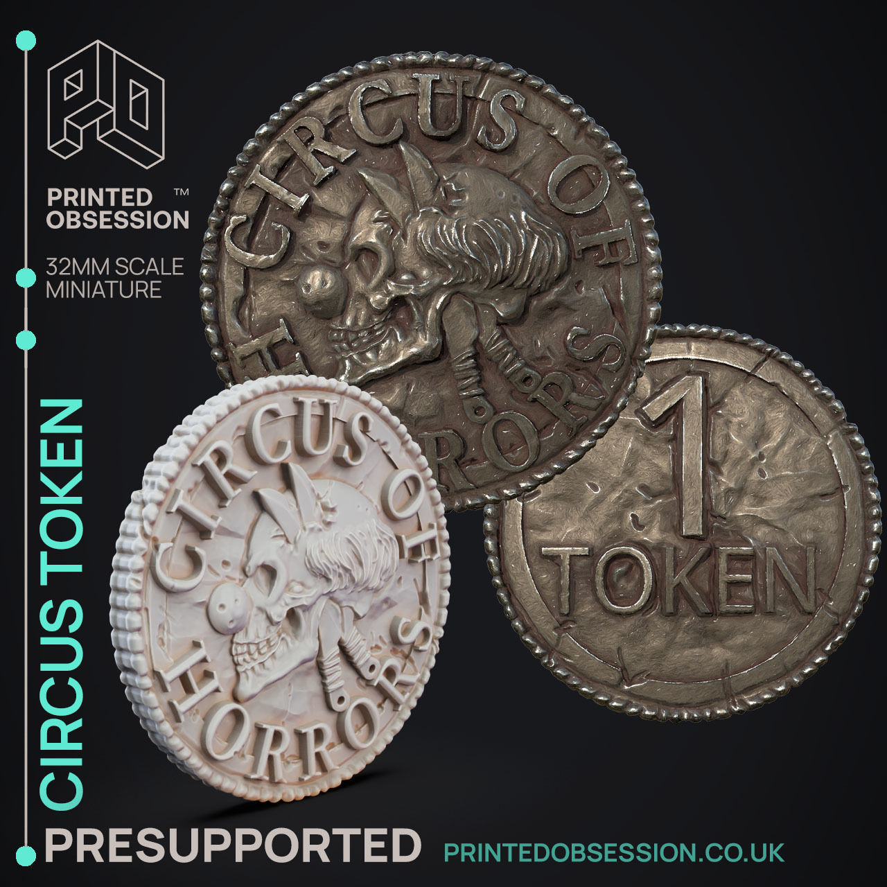 Circus Token - 3D Printable TTRPG - PRESUPPORTED - 32mm Scale 3D model ...