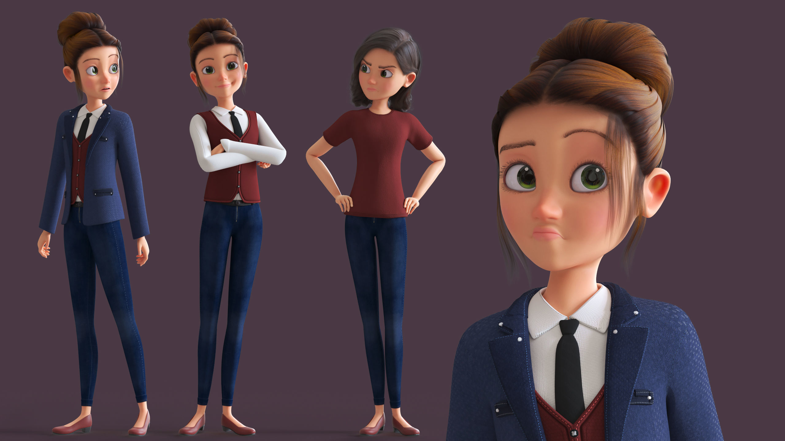 3D model Cartoon Family 2 - Mother Father Son Daughter - BLENDER ...