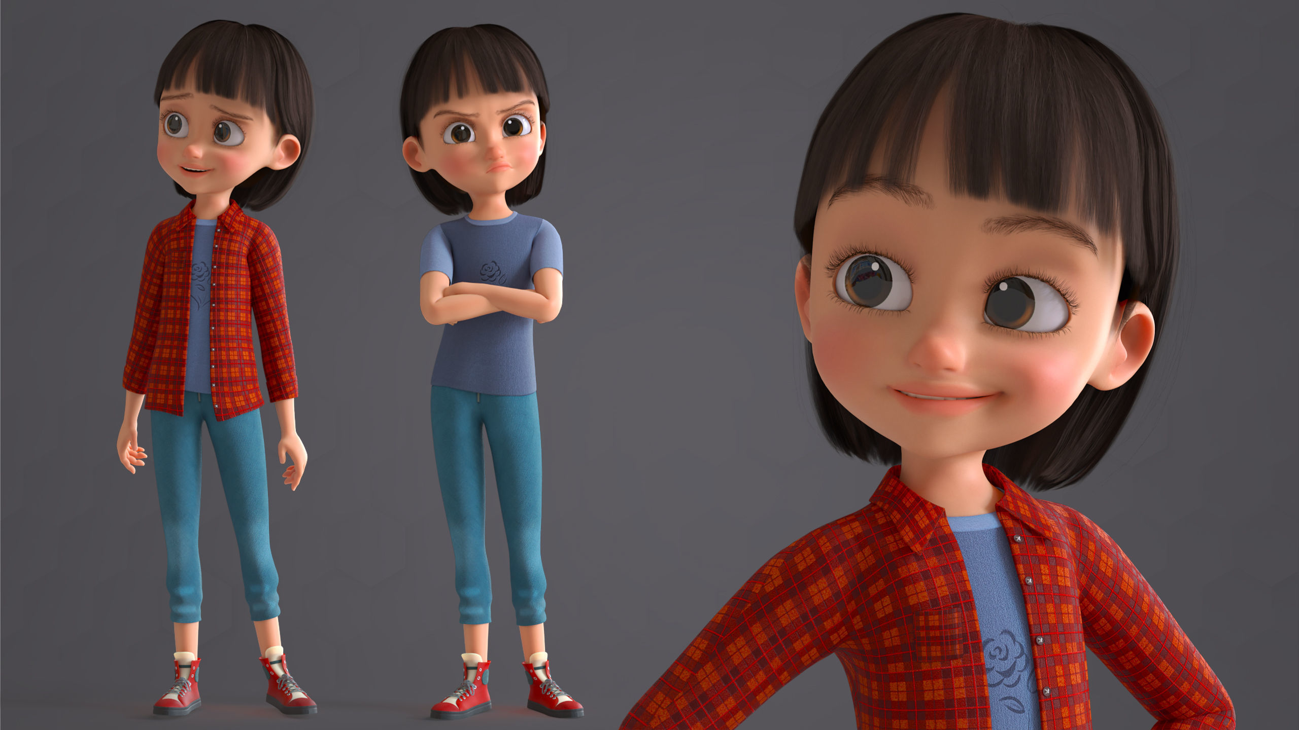 3D model Cartoon Family 2 - Mother Father Son Daughter - BLENDER ...