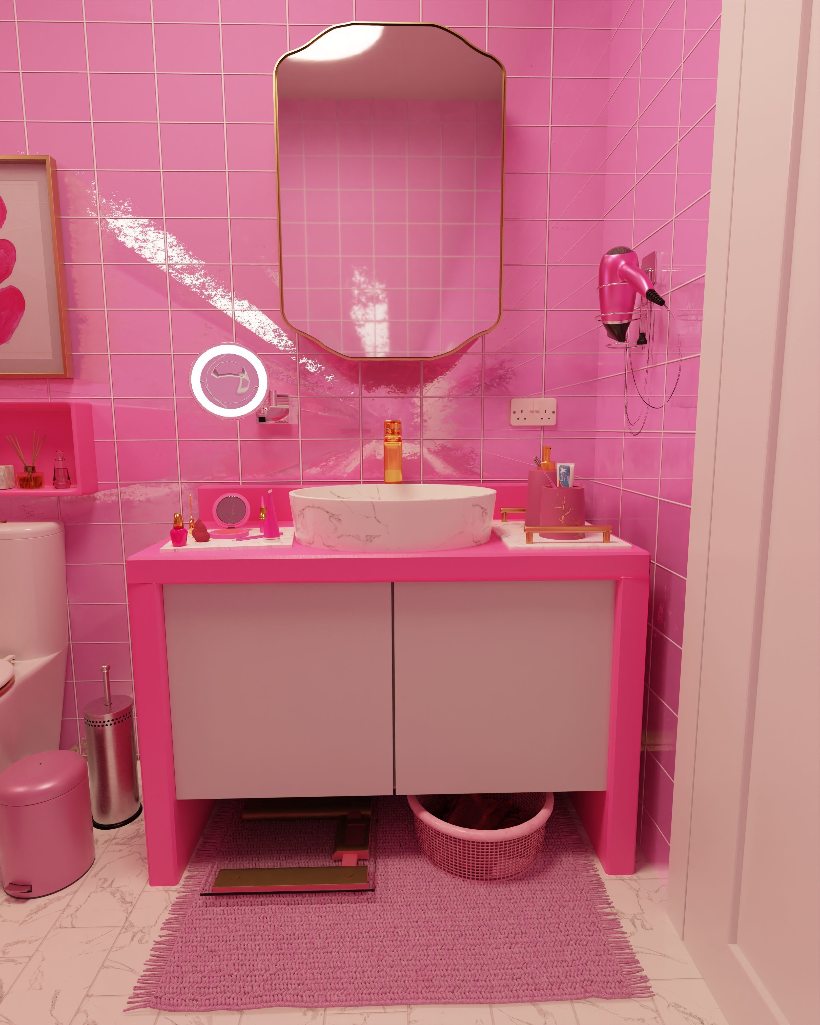 Barbie Bathroom 3D model animated rigged | CGTrader