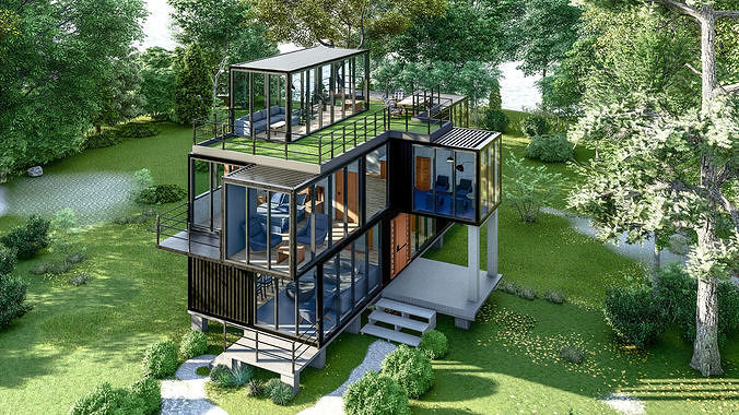 Fully Completed architectural shipping Container House 3D model | CGTrader
