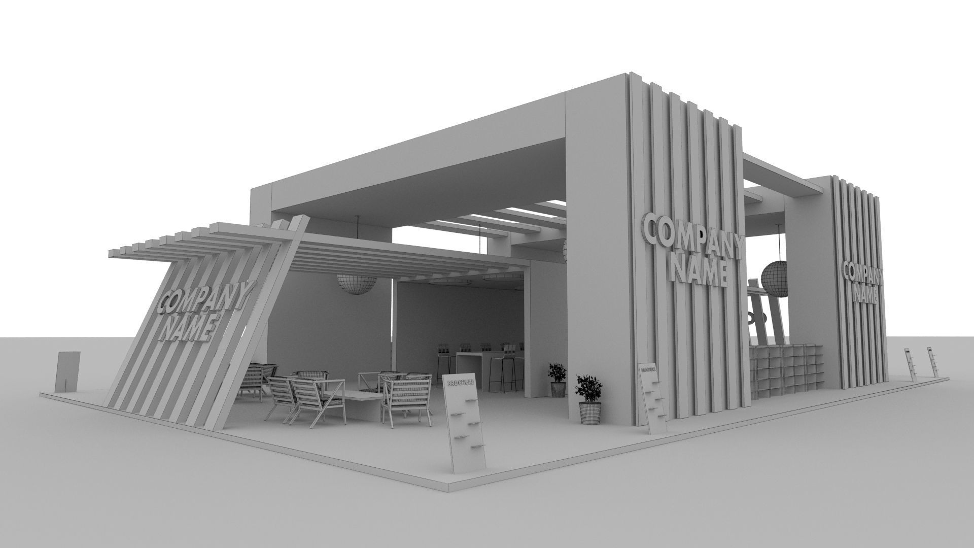 Green Booth Exhibition Stand Stall 3D model | CGTrader
