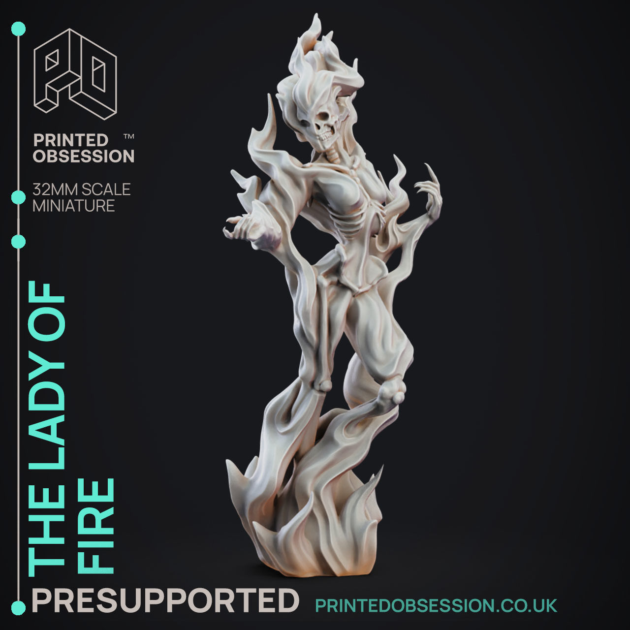 Lady of Fire - 3D Printable TTRPG - PRESUPPORTED - 32mm Scale 3D model ...