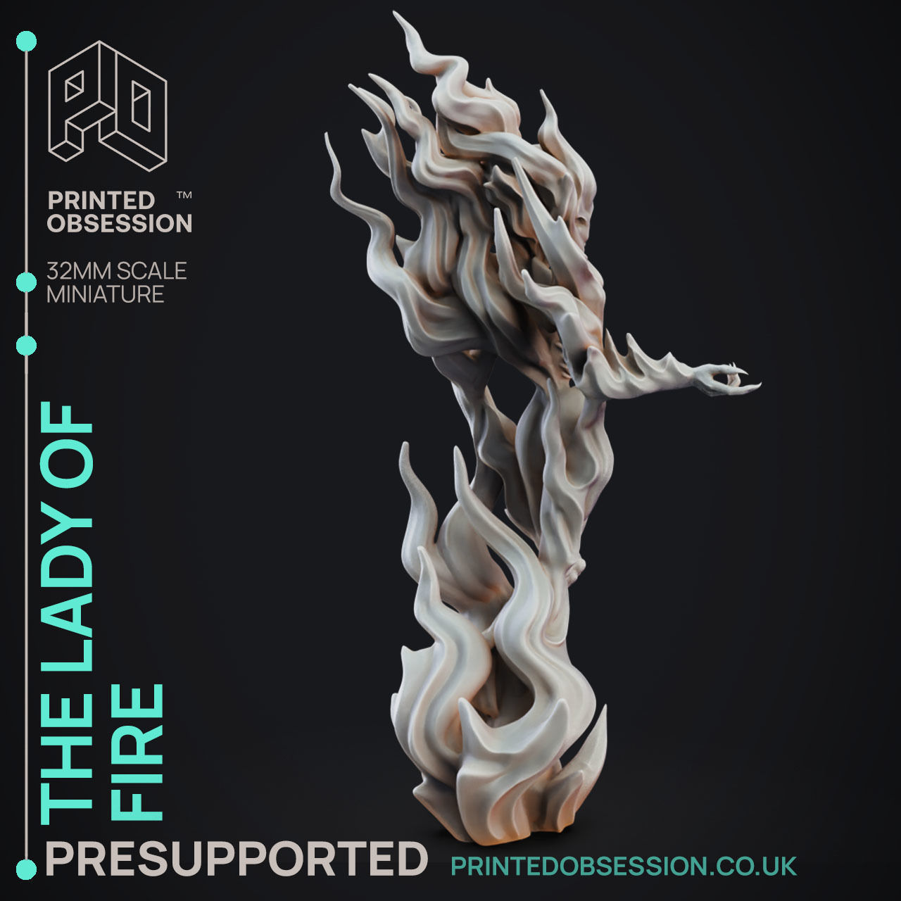 Lady of Fire - 3D Printable TTRPG - PRESUPPORTED - 32mm Scale 3D model ...