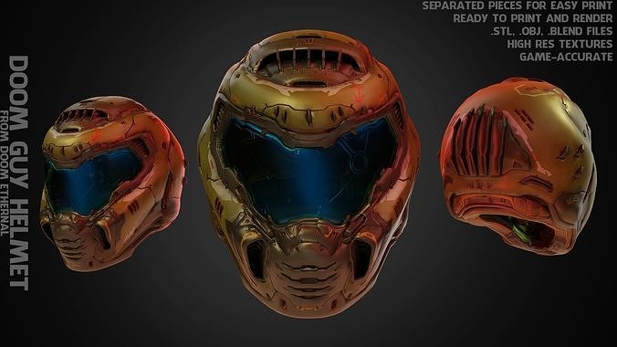 Doom Guy Helmet for Cosplay 3D model 3D printable | CGTrader