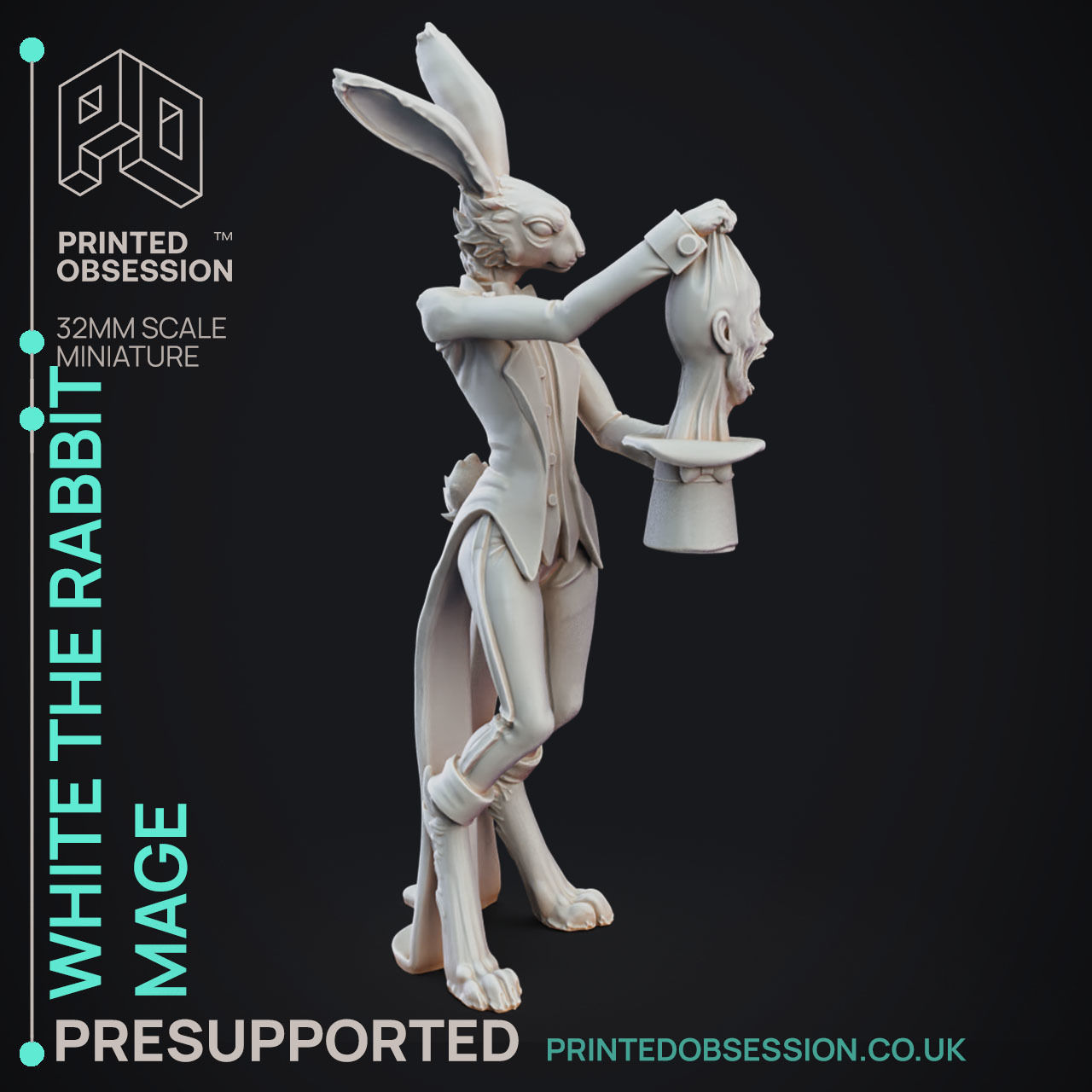 Rabbit Mage - 3D Printable TTRPG - PRESUPPORTED - 32mm Scale 3D model ...