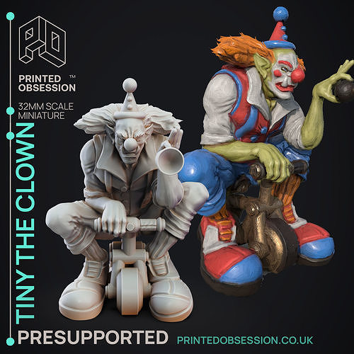 Tiny the Clown - 3D Printable TTRPG - PRESUPPORTED - 32mm Scale 3D ...