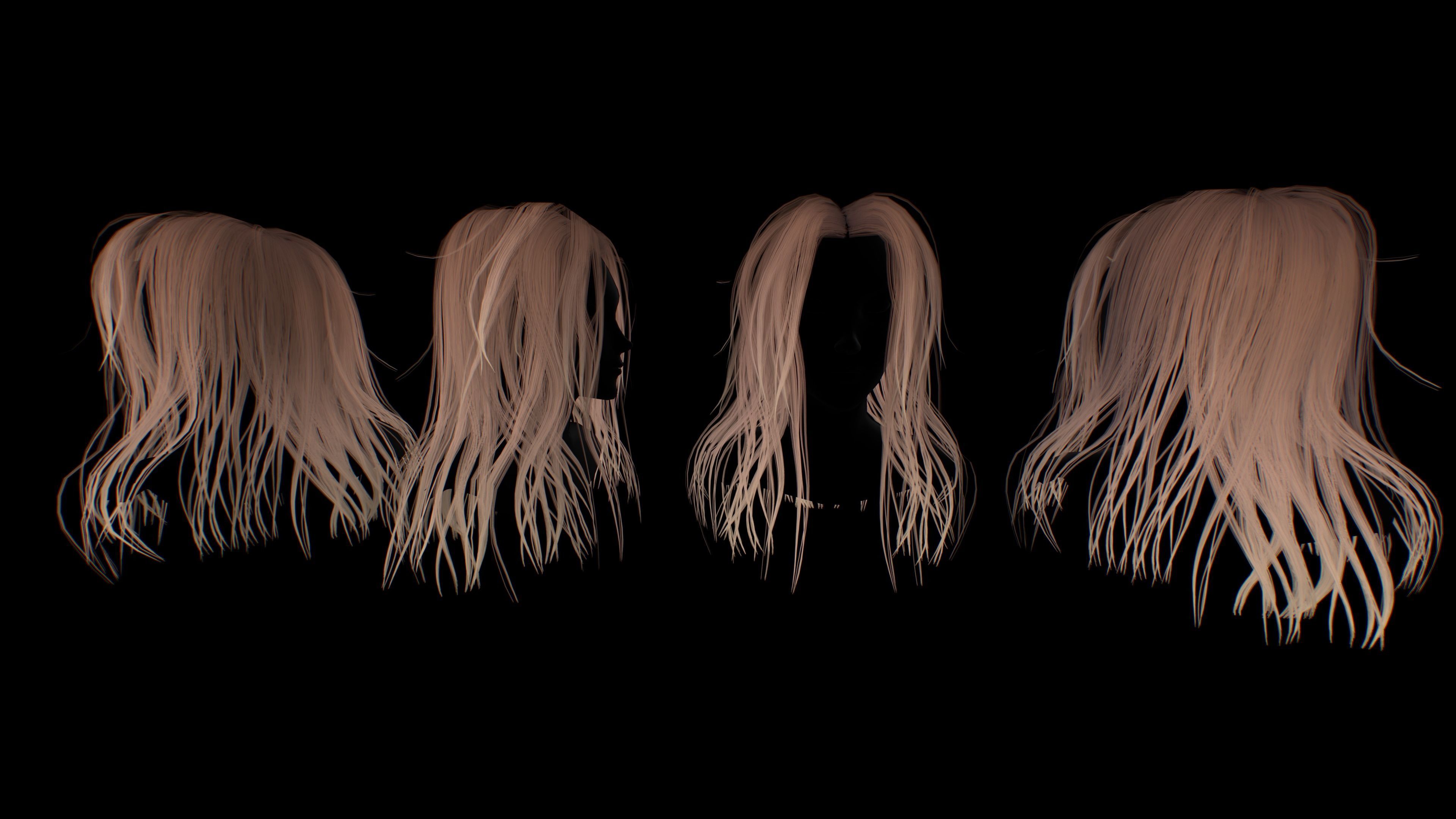 3D model Low-Poly long wavy hair VR / AR / low-poly | CGTrader