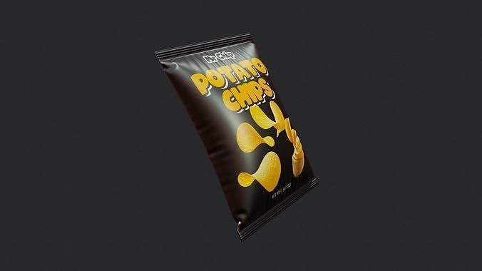 Potato Chips Bag - Tutorial Included 3D model | CGTrader