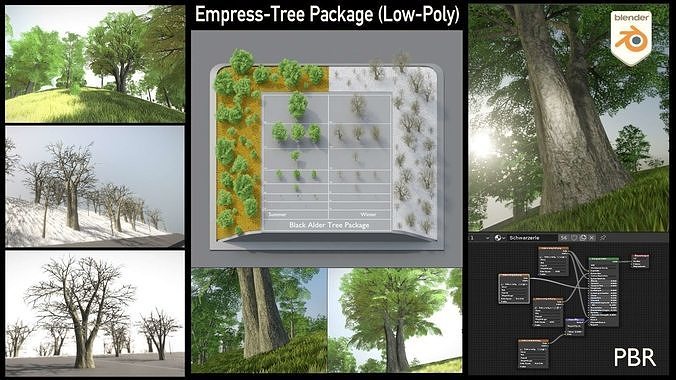 3D model Black Alder Low-Poly Tree Package VR / AR / low-poly | CGTrader