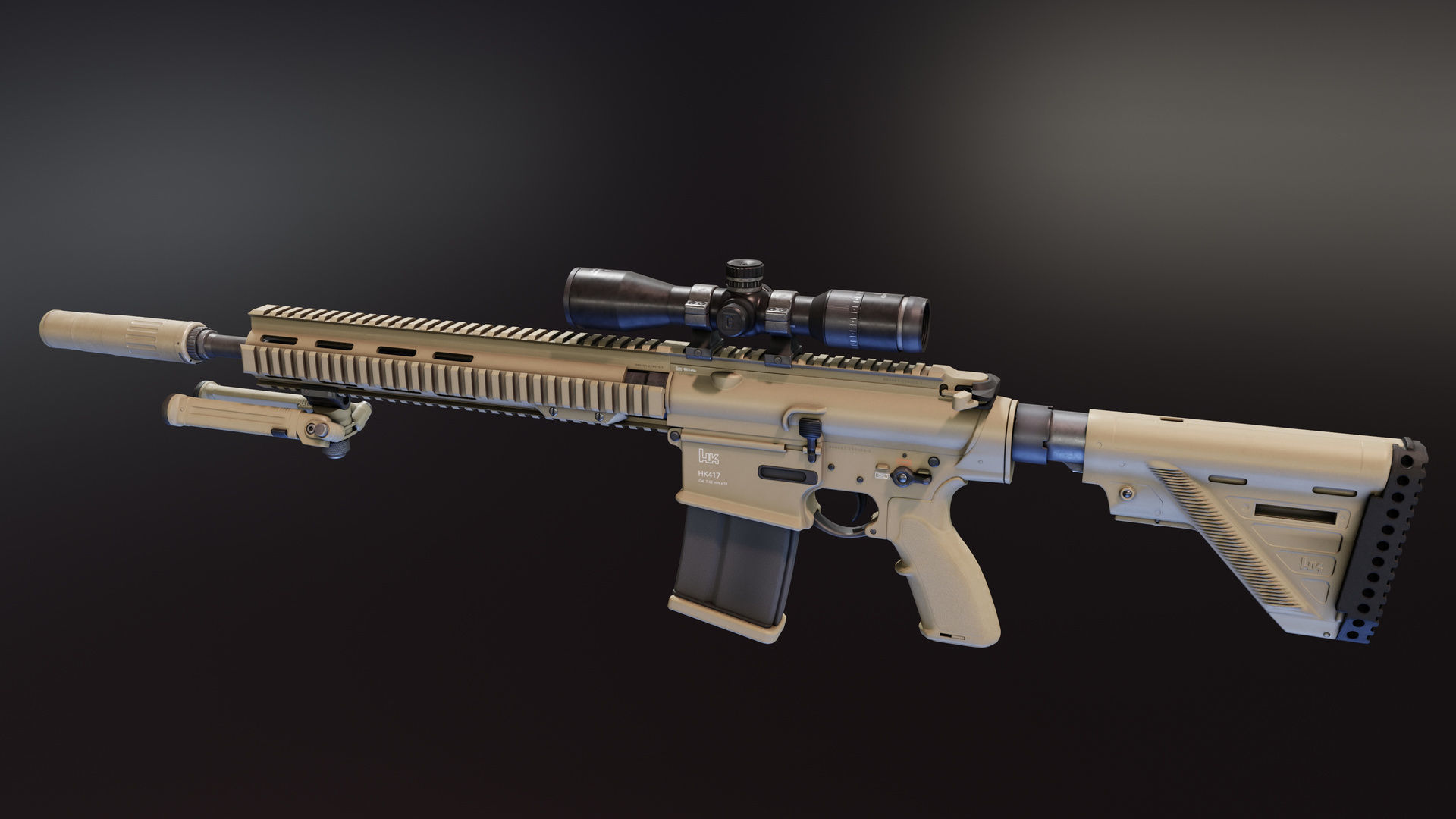 3D model HK417a1 Battle Rifle VR / AR / low-poly | CGTrader