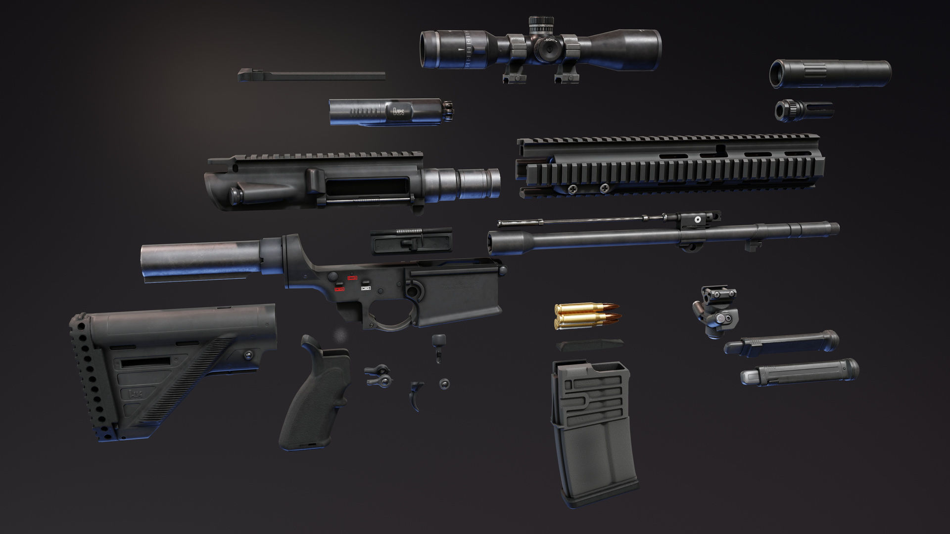 3D model HK417a1 Battle Rifle VR / AR / low-poly | CGTrader