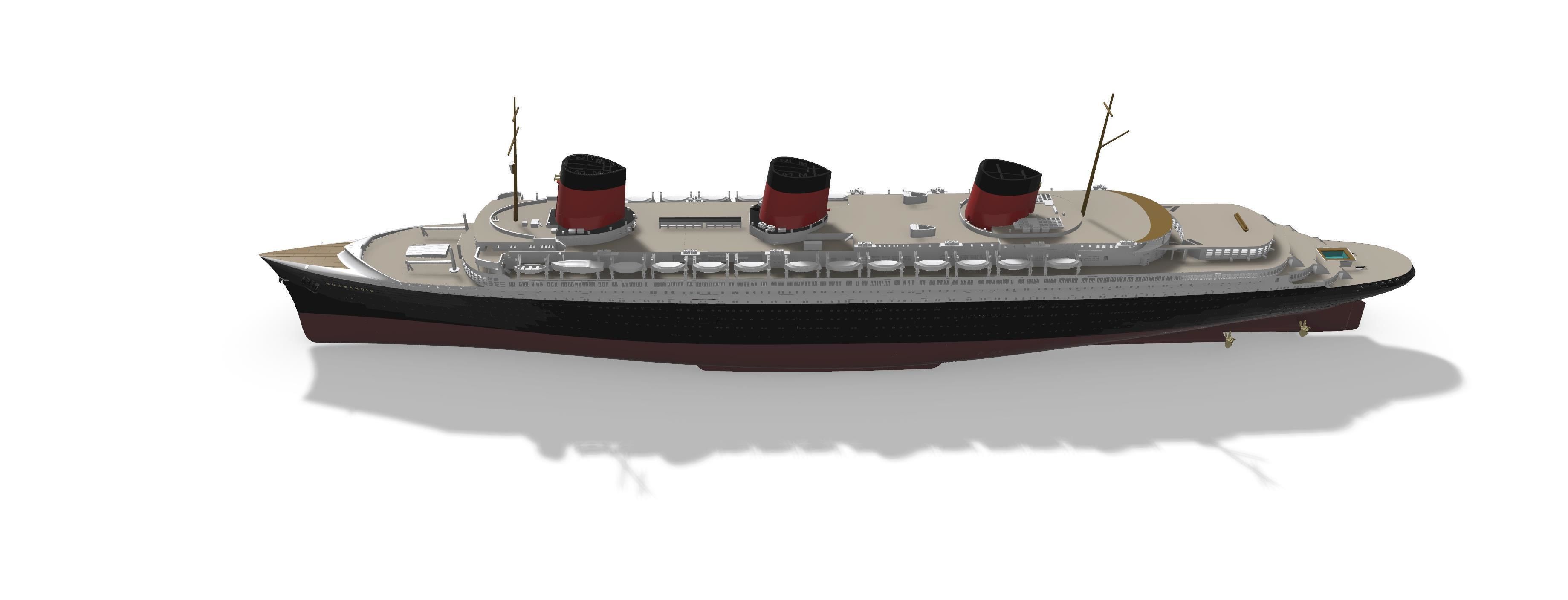 SS NORMANDIE ocean liner final 1939 season print ready model 3D model ...