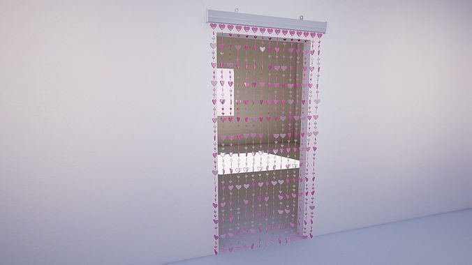 Heart shape beaded curtain 3D model | CGTrader