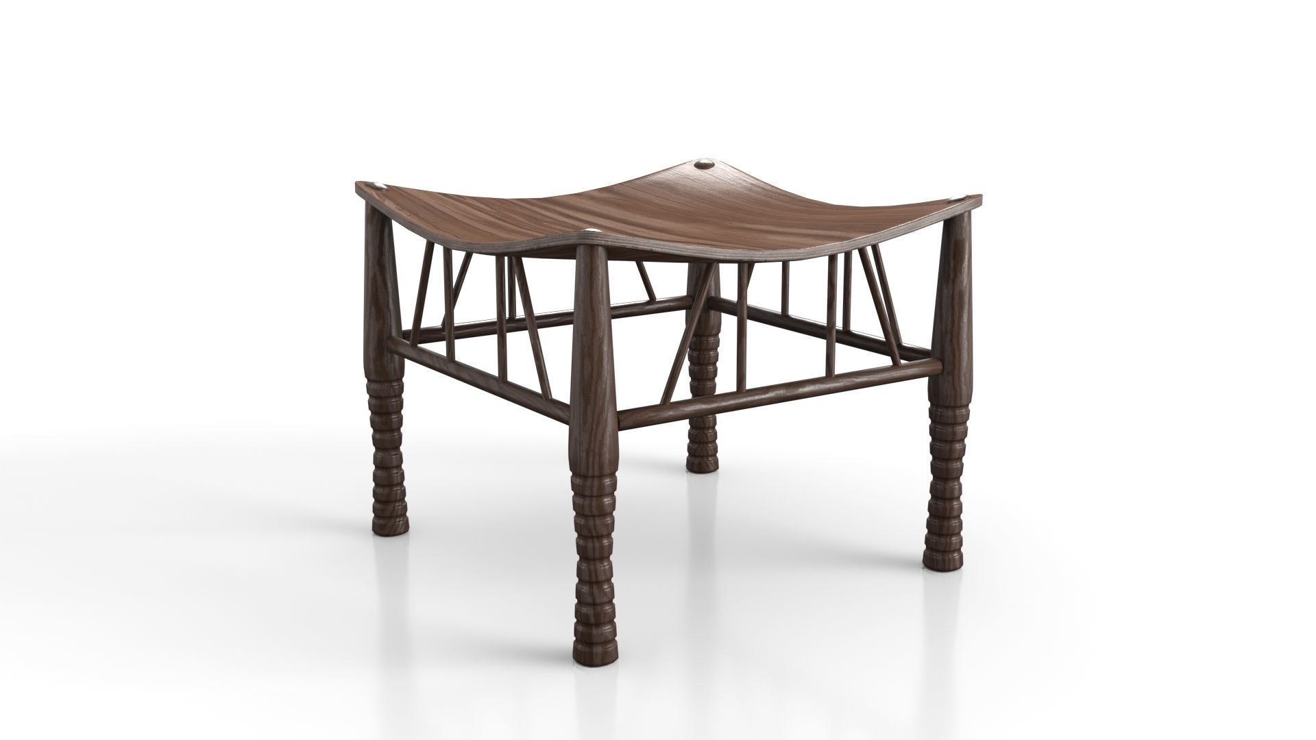 Egyptian Carved Oak Revival Thebes Stool 3D model | CGTrader