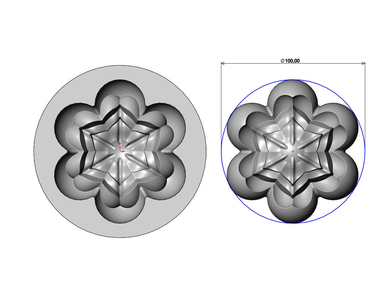 Mold Corolla flower Florentine rosette onlay relief 3D model 3D ...