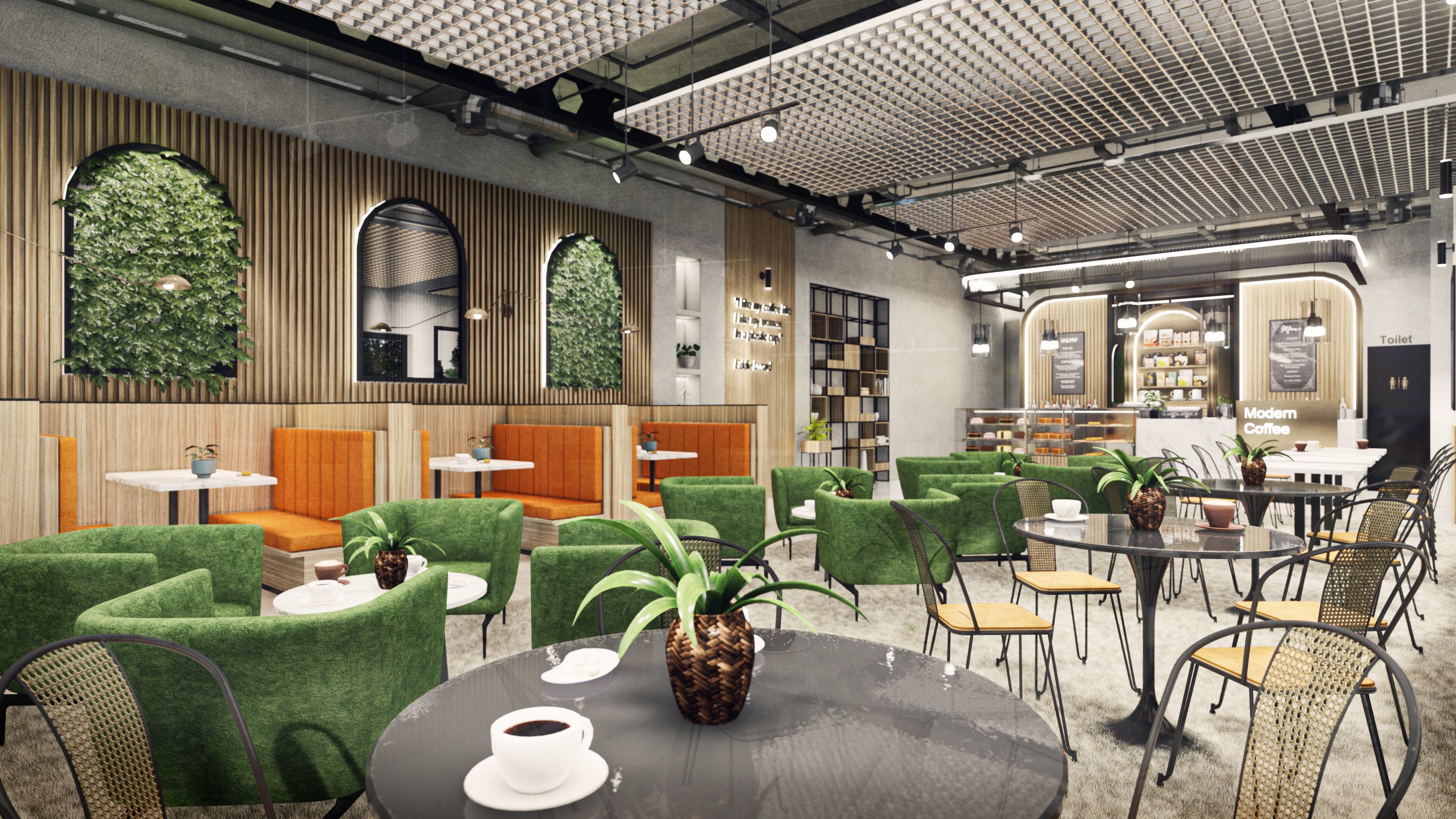 Modern Coffee Shop Interior - 2D drawing A1 size 3D model | CGTrader