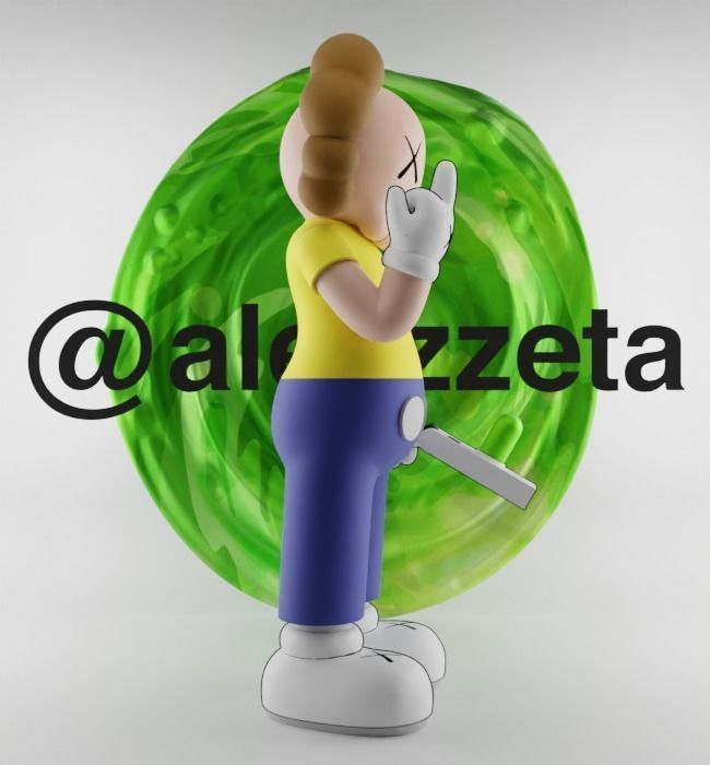 3D model Kaws Rick Sanchez x Morty Smith Middle Finger Textured VR / AR ...