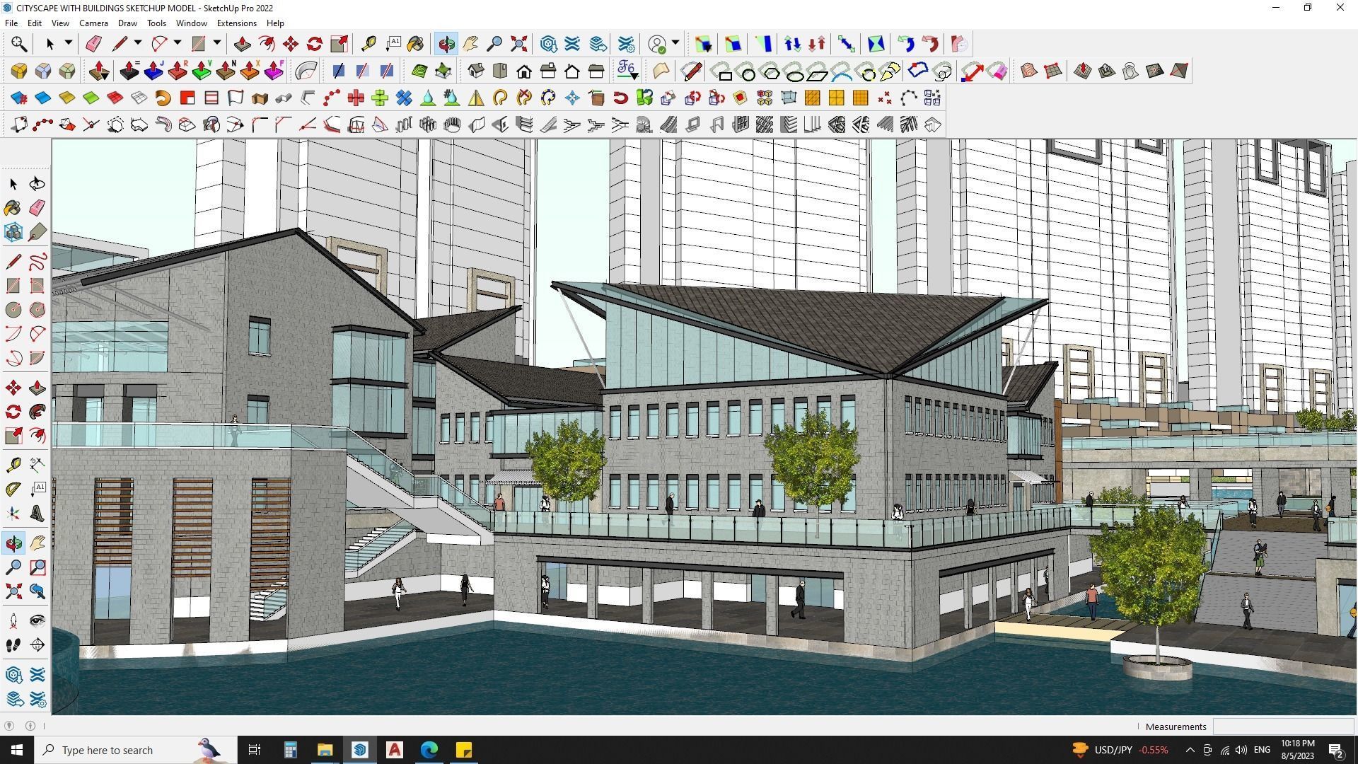 CITYSCAPE WITH BUILDINGS SKETCHUP MODEL RESIDENTIAL HOUSES 3D model ...