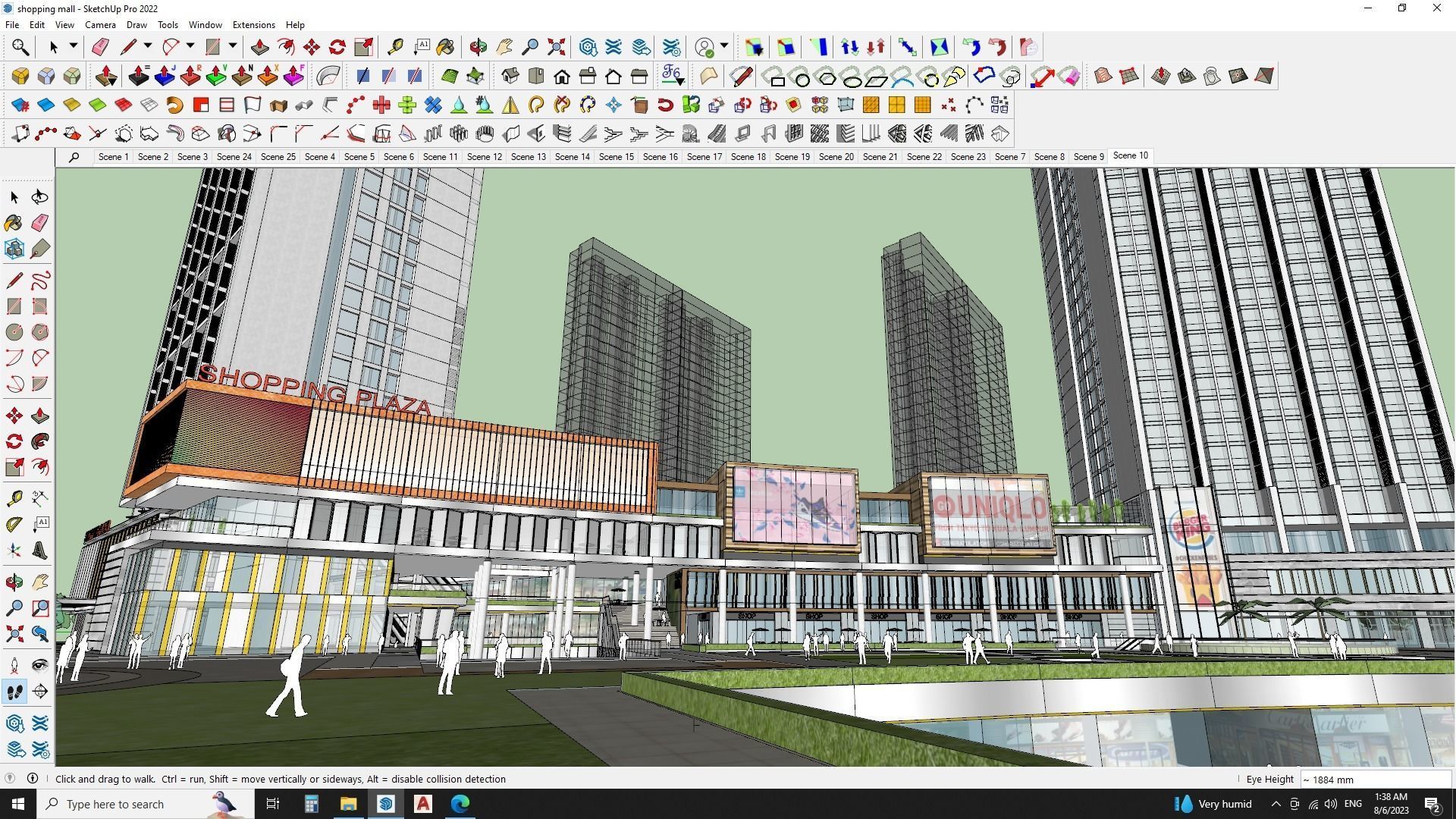 Sketchup Shopping mall with apartments 3D model | CGTrader