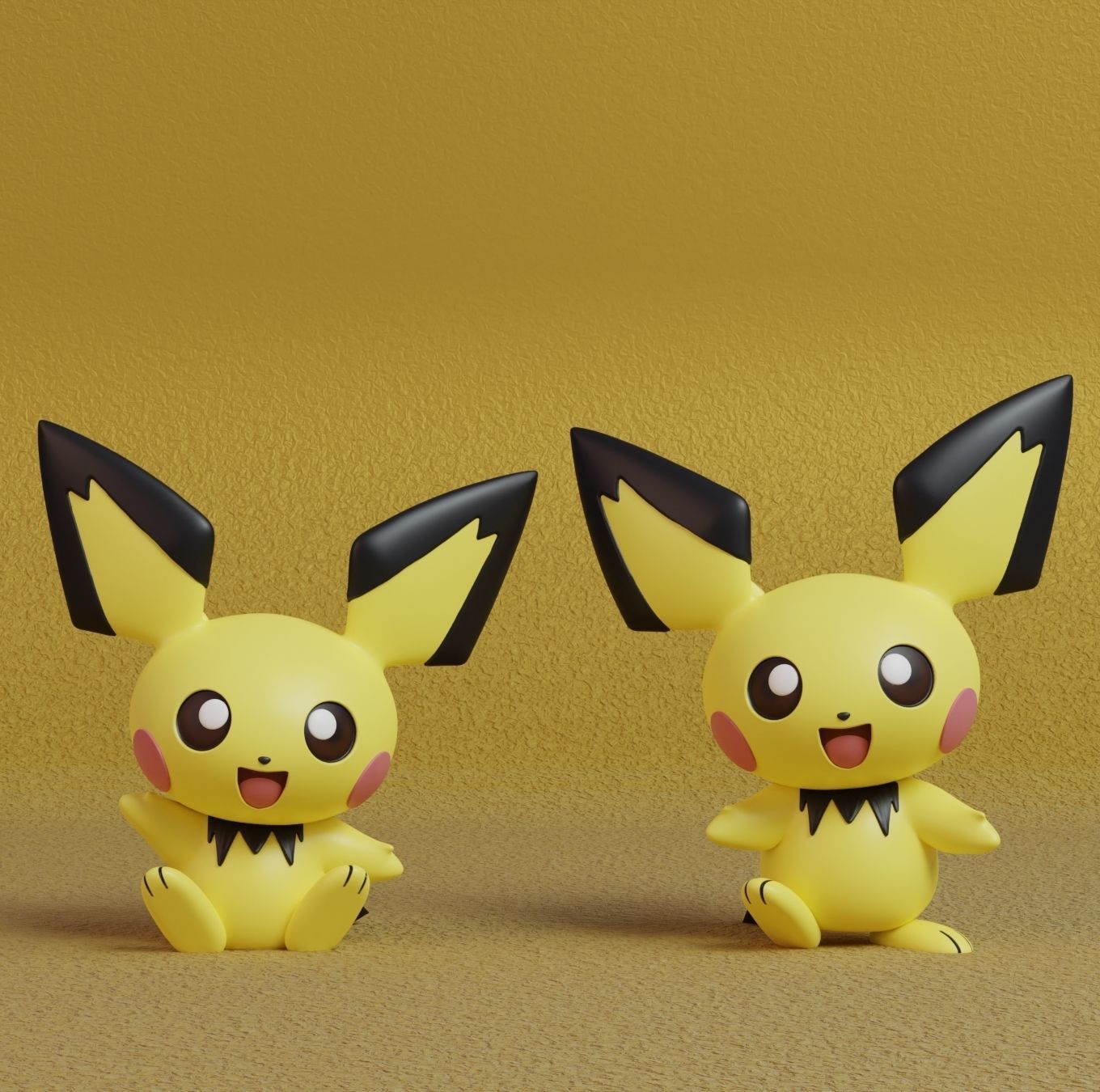 Pokemon - Pichu Pikachu and Raichu with 2 poses 3D model 3D printable ...