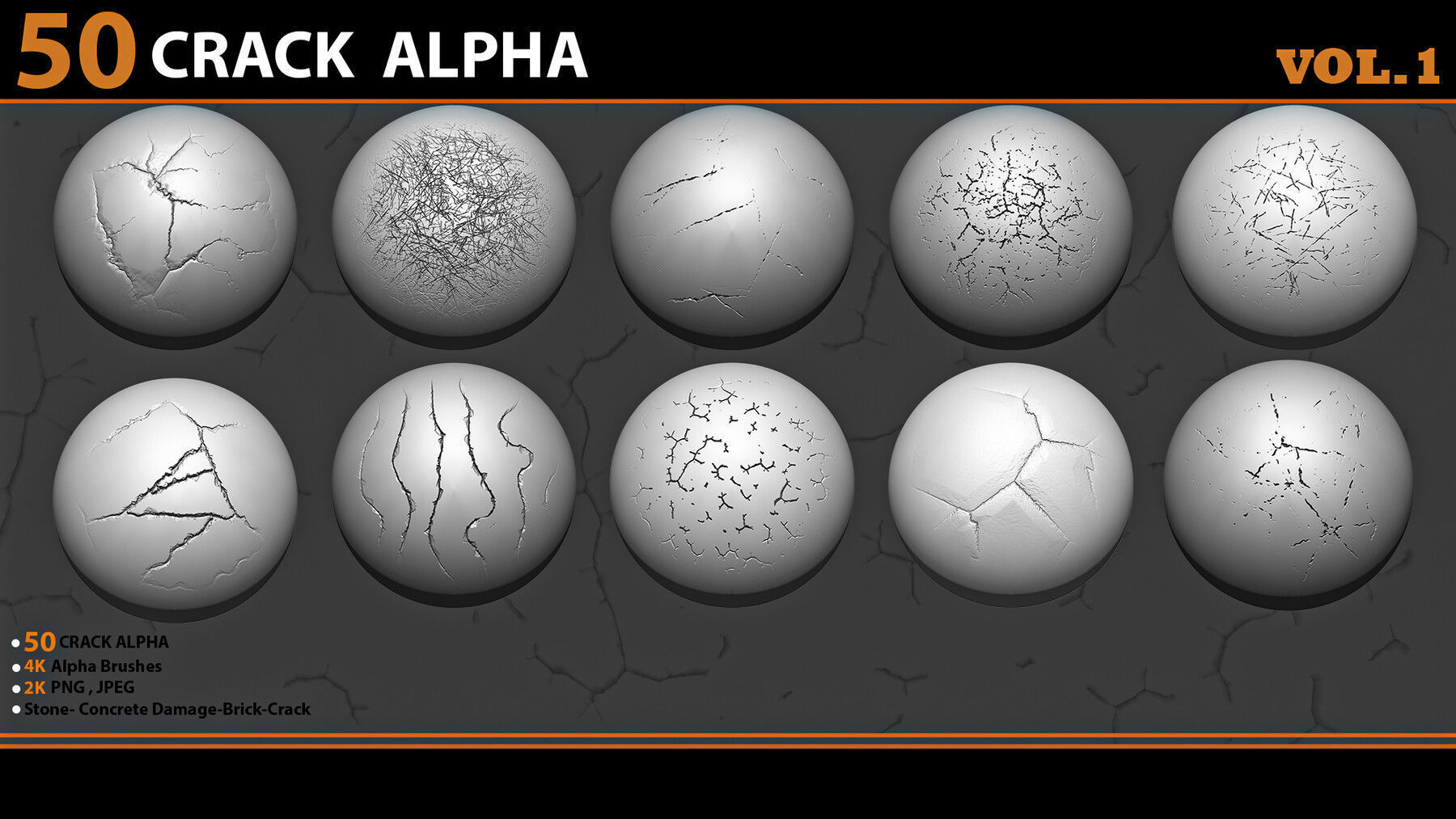 50 crack brushes 4k alpha Texture | CGTrader