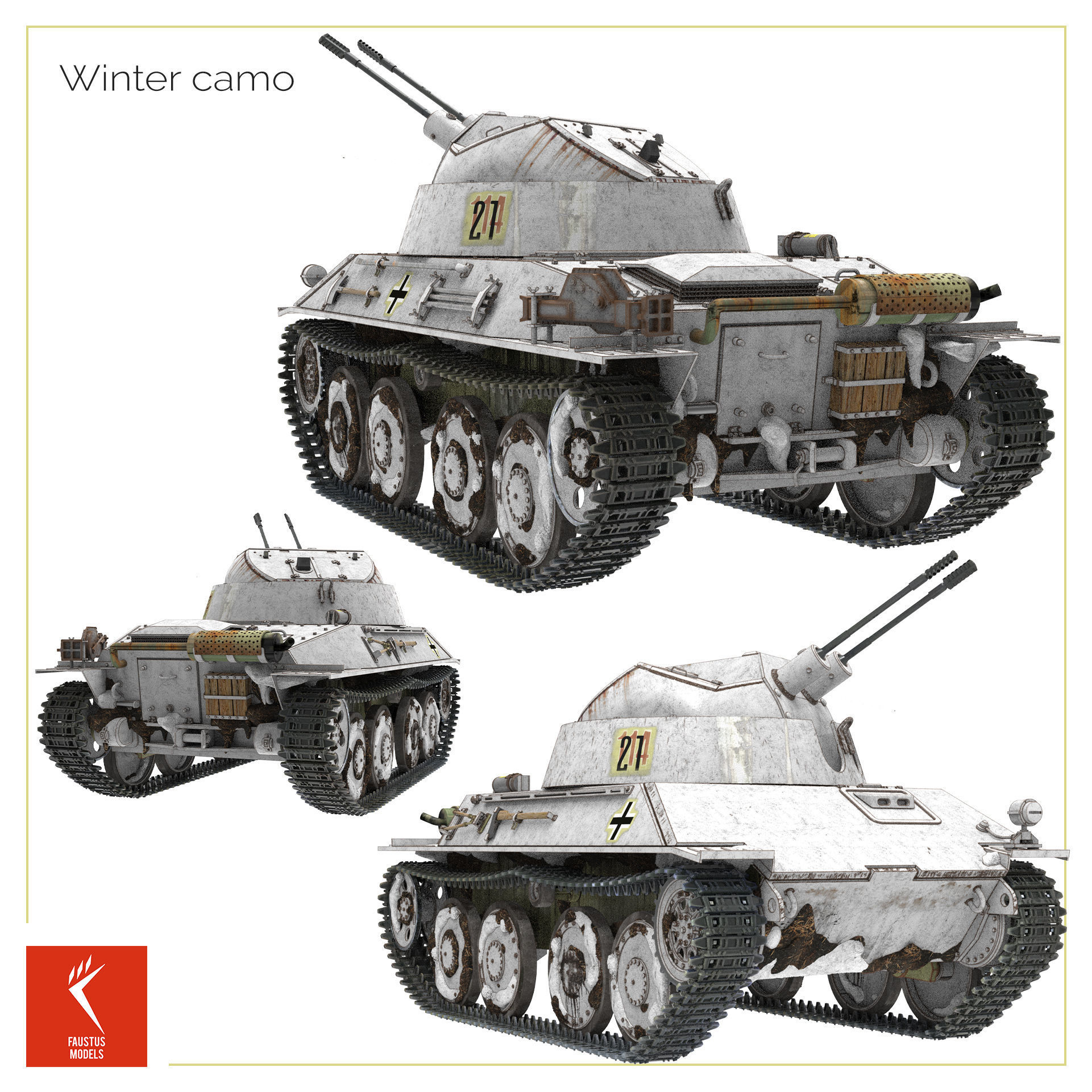 FLAKPANZER 38D KUGELBLITZ 3D PRINT SET 3D model 3D printable | CGTrader