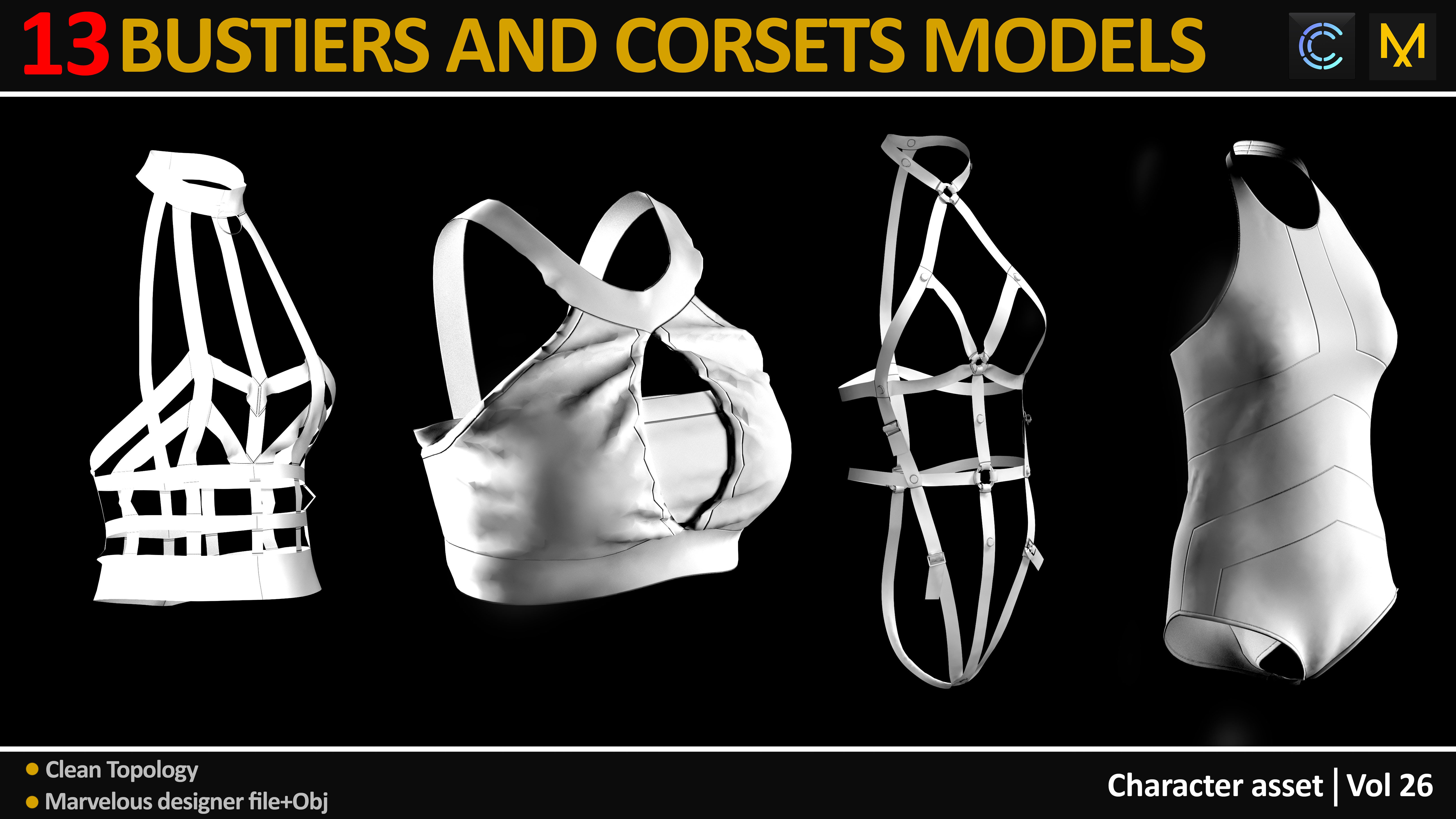 3D model 13 BUSTIERS AND CORSETS MODELS VR / AR / low-poly | CGTrader