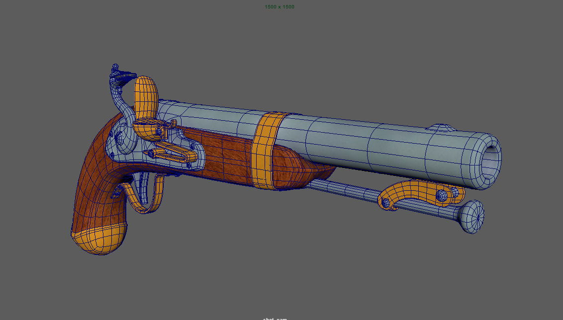 3D model Flintlock Pistol Firearm LowPoly 3D Model VR / AR / low-poly ...