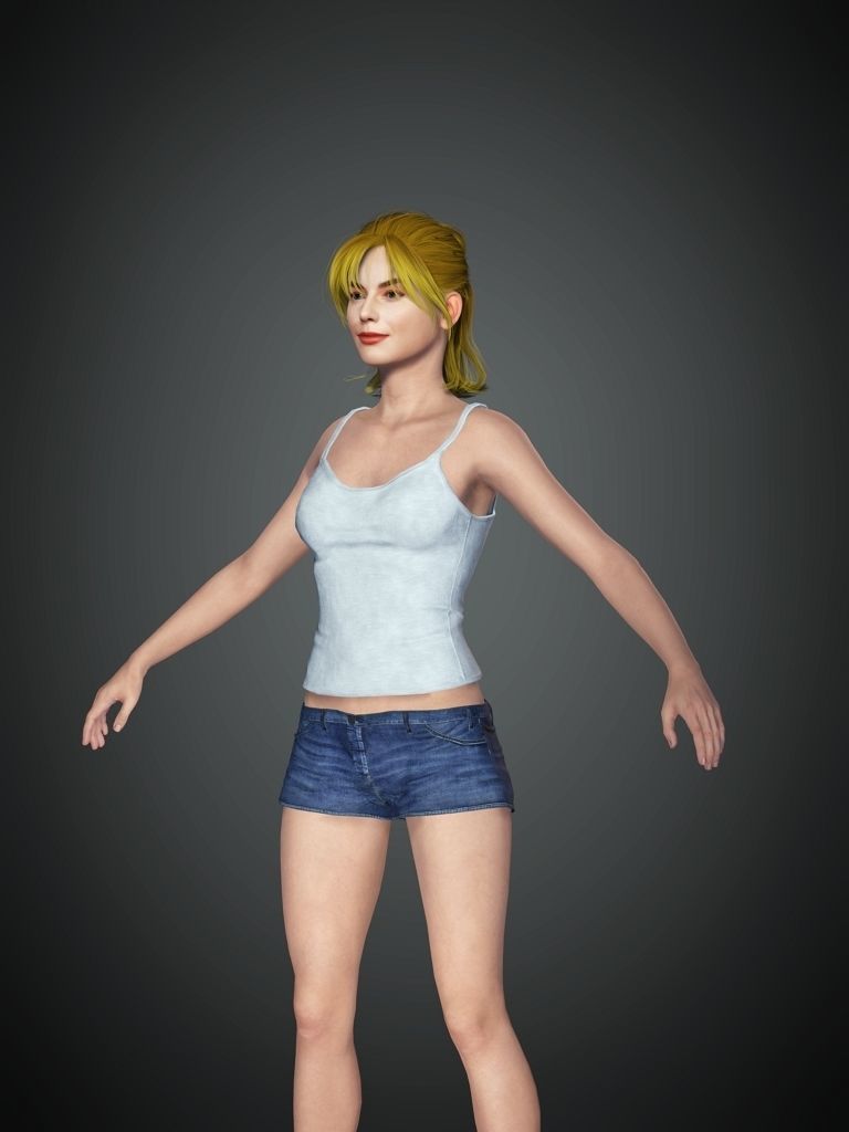 Margot Robbie pose A clothing 3D model | CGTrader