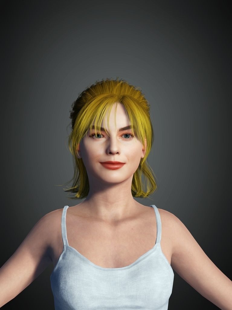 Margot Robbie pose A clothing 3D model | CGTrader