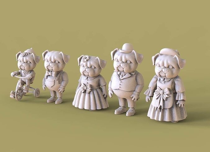 FAMILY DOGS 3D model 3D printable | CGTrader