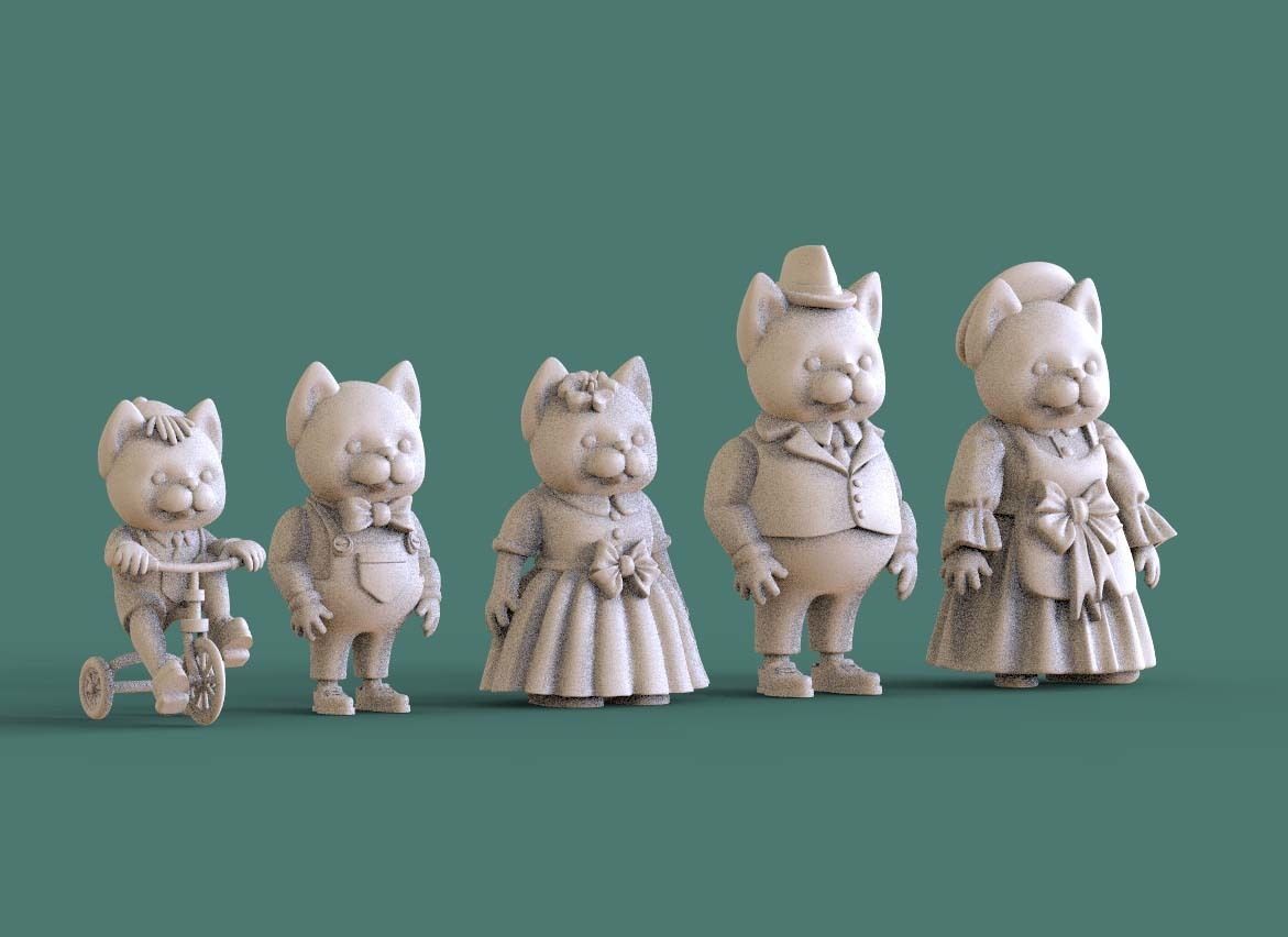 FAMILY CATS 3D model 3D printable | CGTrader