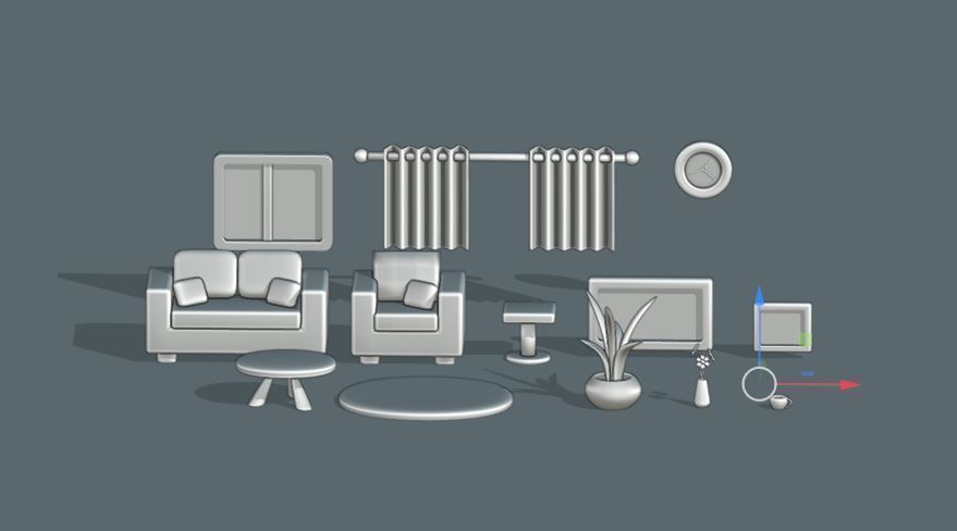 3D model Low Poly room assets and decorations VR / AR / low-poly | CGTrader