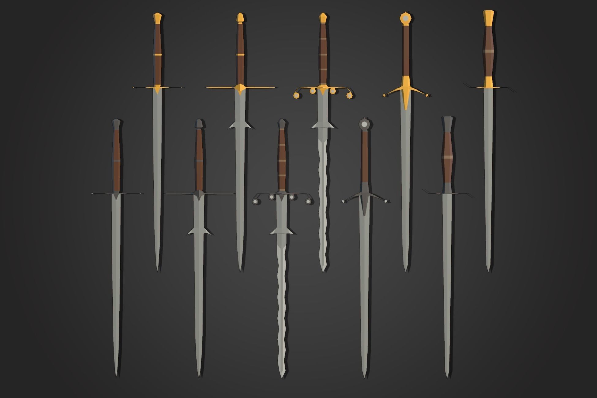 3D model Low Poly Sword Pack 1 VR / AR / low-poly | CGTrader