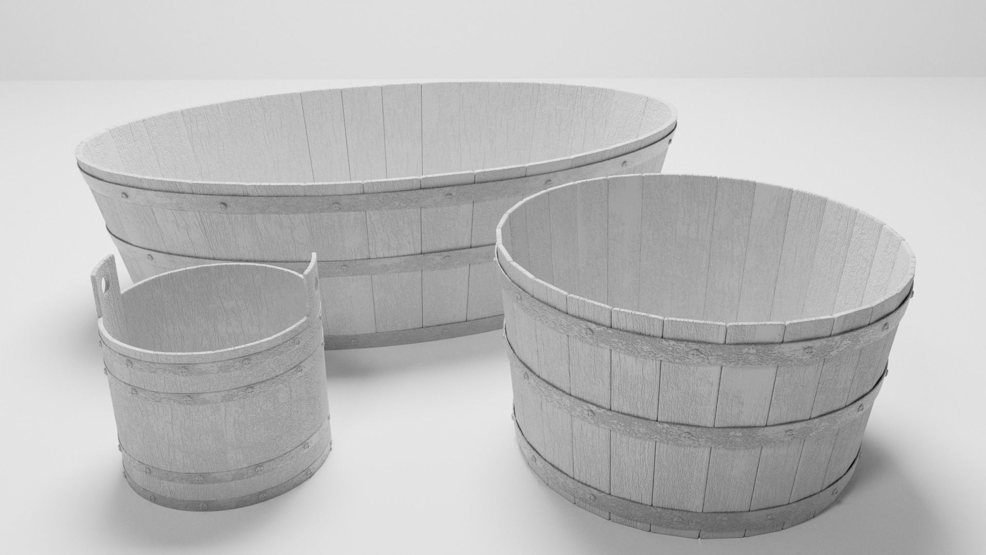 Medieval Tub Set 3D model | CGTrader