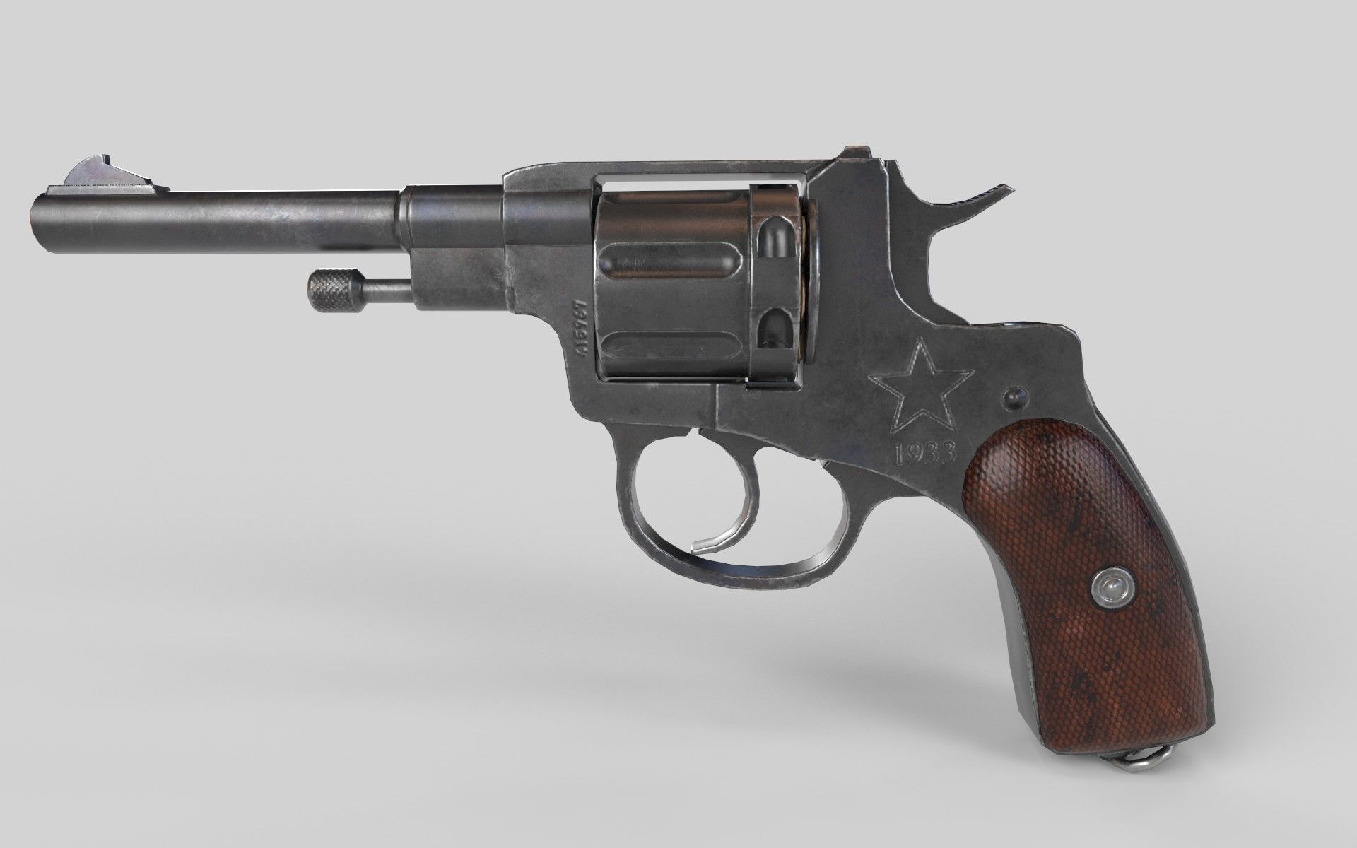 3D model Nagant M1895 Russian Gun - PBR - Low-poly 3D model VR / AR ...