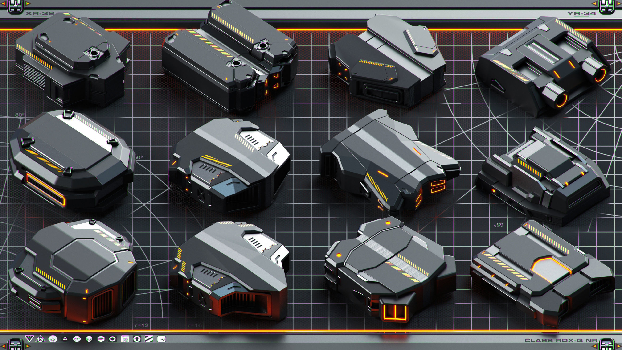 SPACESHIP Sci-Fi Hard Surface KITBASH 350 DETAILS 3D model | CGTrader