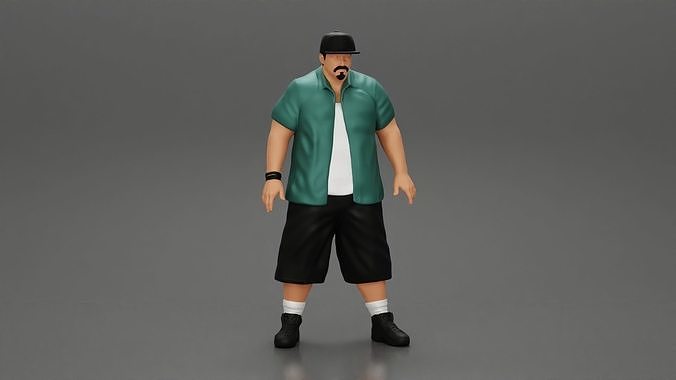 Big strong gangster homie in cap and short standing 3D model 3D ...